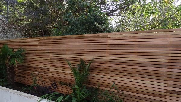 Cedar Slat Screen Fence Project in London - Oilcanfinish Outdoor Living ...